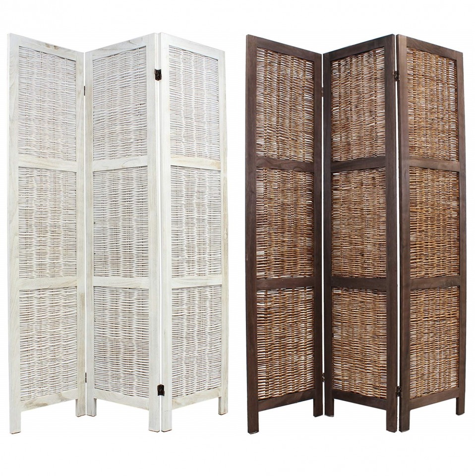 PAR107 - Paravan despartitor pliant din lemn alb sau maro - 3,6 Panouri