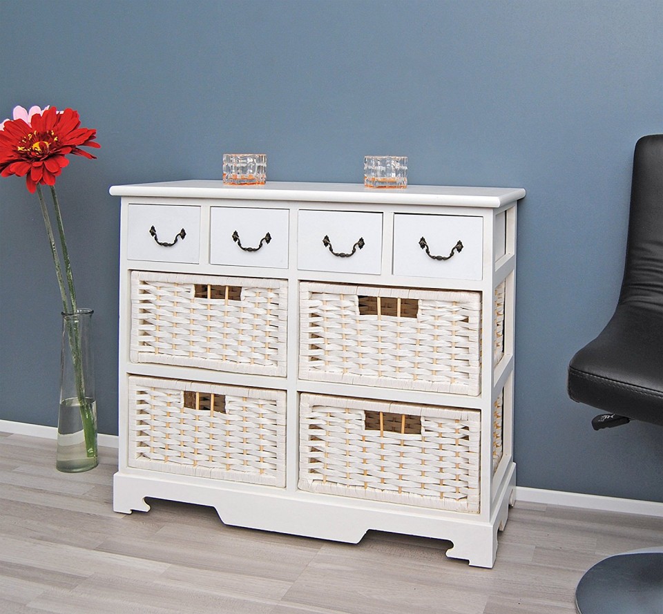 COA207 - Comoda, dulap living, hol cu 4 sertare, maner metalic si 4 ...