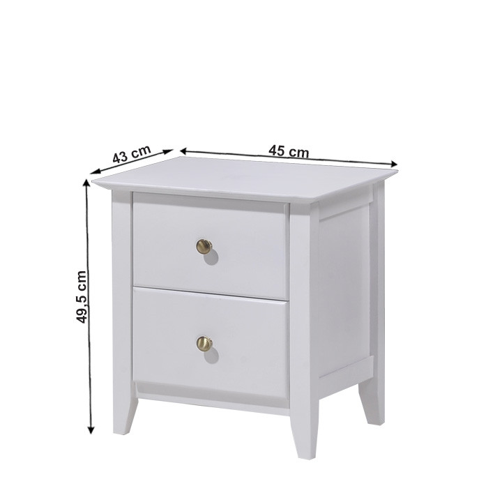 NOA603 - Set 2 Noptiere albe cu 2 sertare pentru dormitor