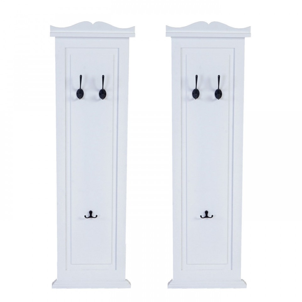 CUI203 - Set 2x Cuiere alb, 6 agatatori haine, chei hol