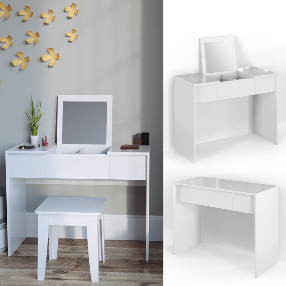 MAA204 - Masa alba toaleta cosmetica machiaj masuta vanity birou cu ...