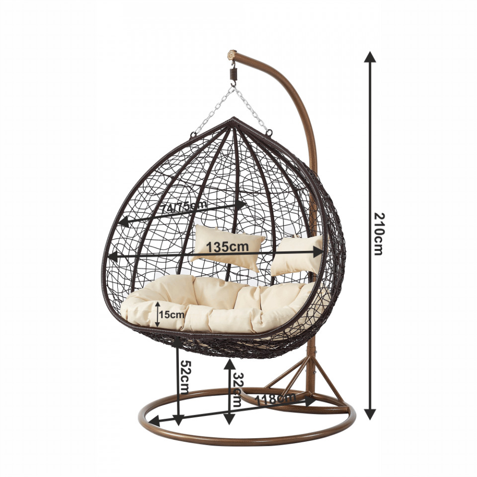 SCAGM601- Scaun, fotoliu dublu suspendat, balansoar gradina, terasa ...