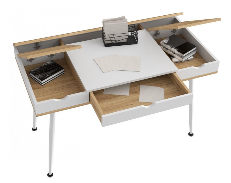 BIA506 - Masa de Birou 120 cm, office - Alb cu Maro