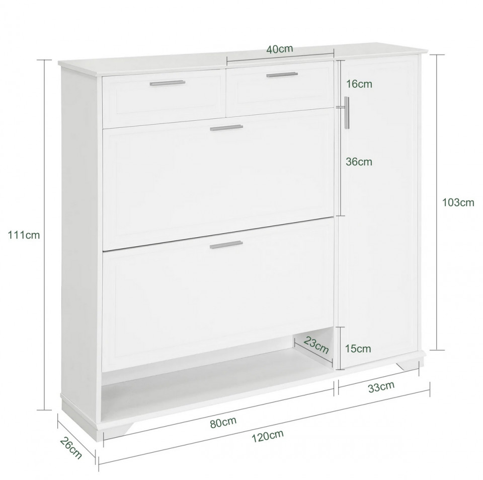 PANA2 - Pantofar 120 cm, pantofare, depozitare pantofi, mobilier hol - Alb