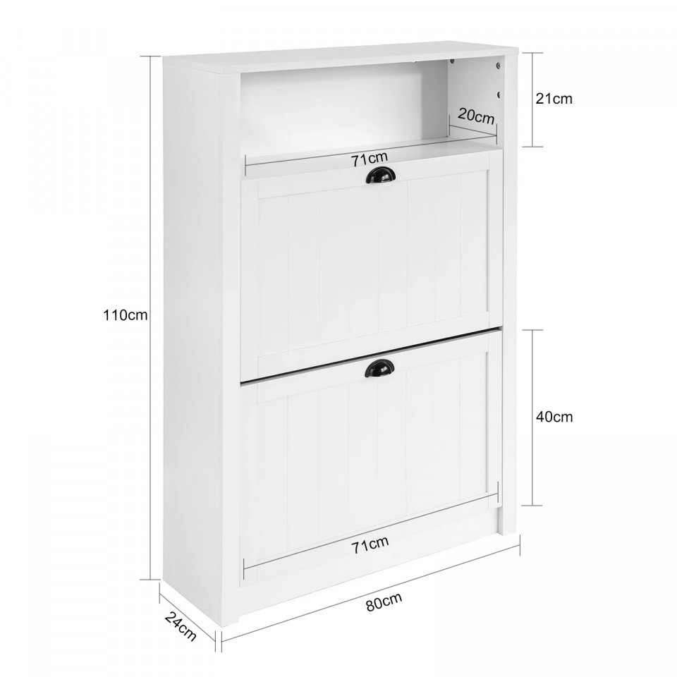 PANA9 - Pantofar 80 cm, pantofare, depozitare pantofi, mobilier hol - Alb