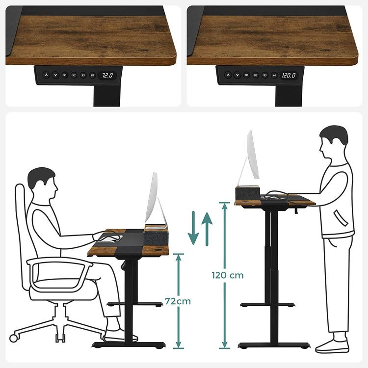 BII6 - Birou electric 140x60x72-120 cm, inaltime reglabila, masa office ...
