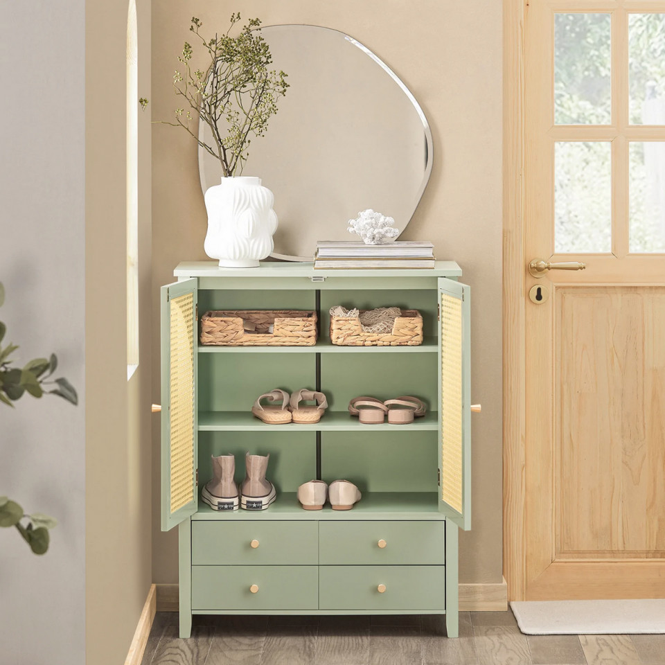 COV2 - Comoda 68 cm, cu 4 sertare si 2 dulapuri pentru dormitor, living ...