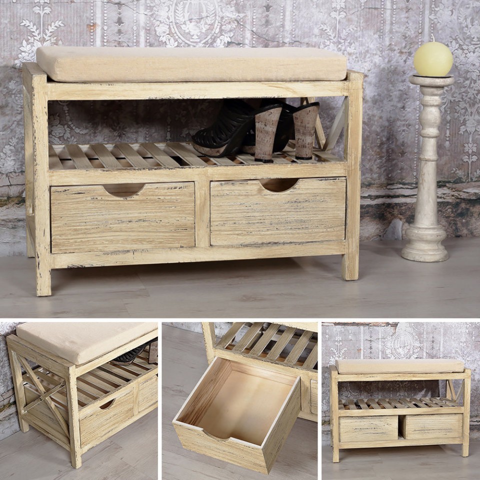 BAM6 - Bancheta, bancuta, hol, dormitor banca lemn vopsit 2 sertare - Maro