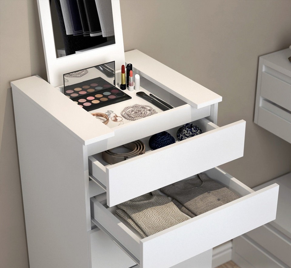 COA212 - Comoda, dulap cu sertare Make Up cu oglinda pliabila, machiaj ...