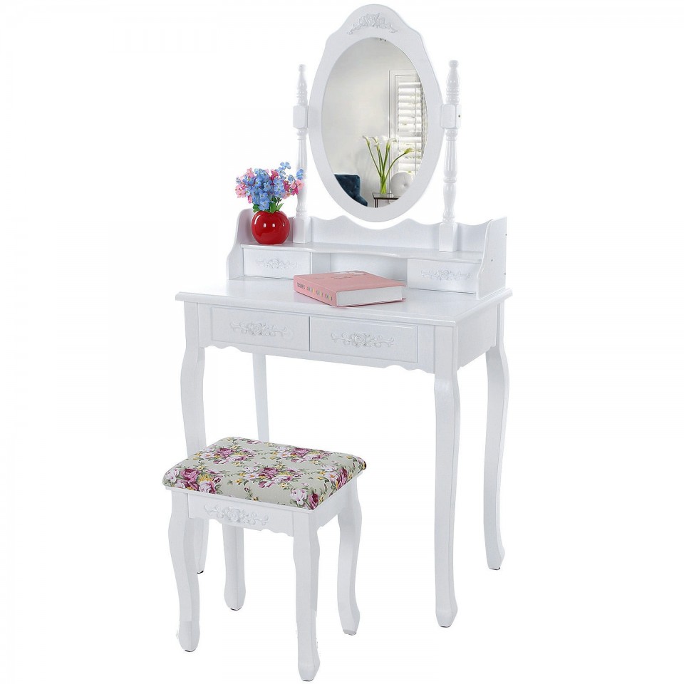 SEA107 - Set Masa alba toaleta cosmetica machiaj oglinda masuta