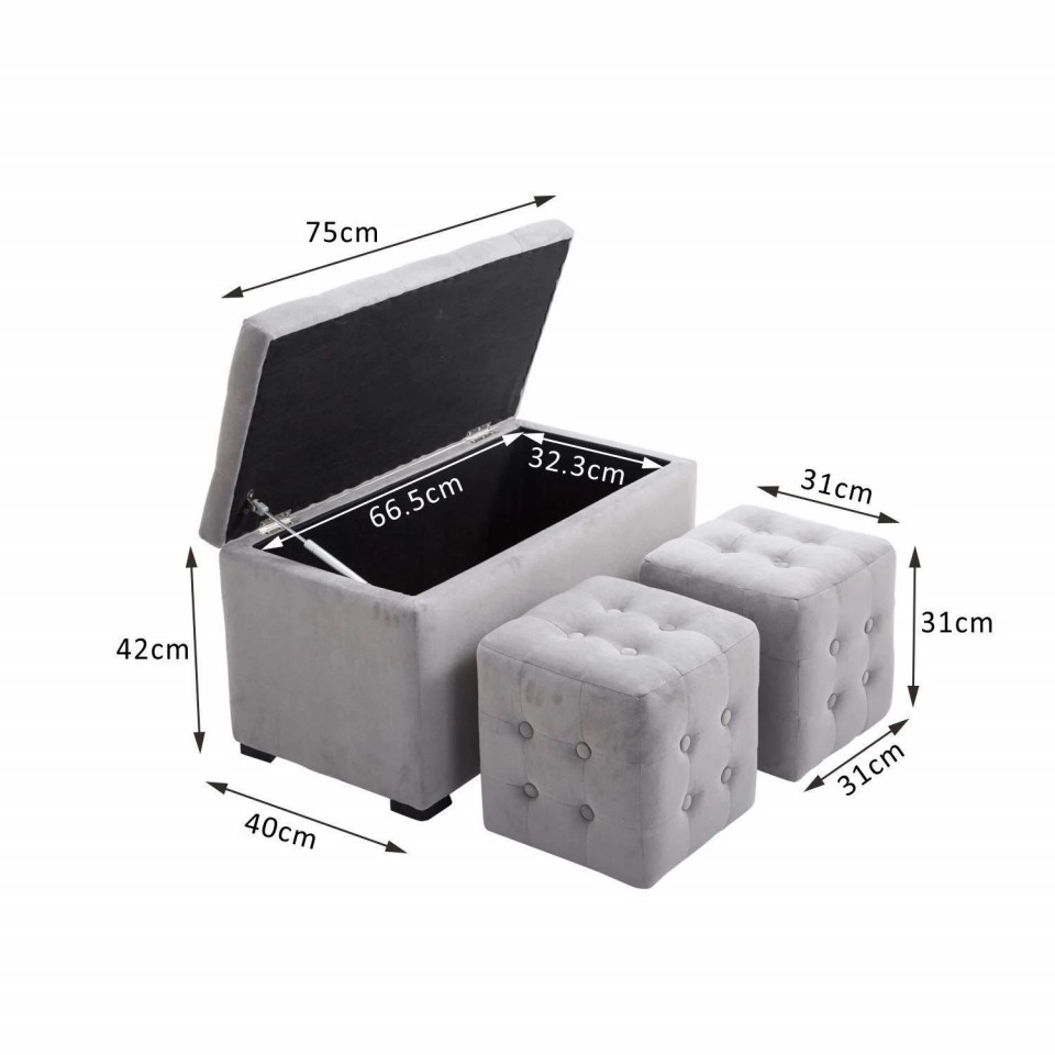 BAG1 - Bancuta 75 cm, banca cu 2 tabureti, bancheta cu lada, living ...