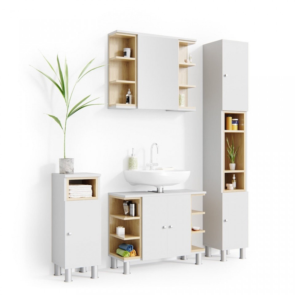 LILI201 - Mobilier Baie LILI: masca chiuveta, dulap oglinda, comoda ...