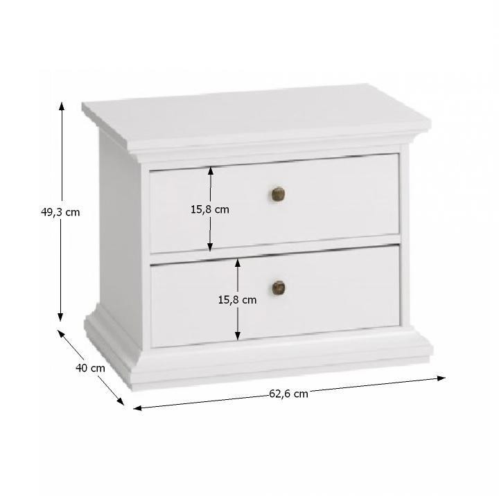 NOA601 - Set 2 Noptiere albe cu 2 sertare pentru dormitor