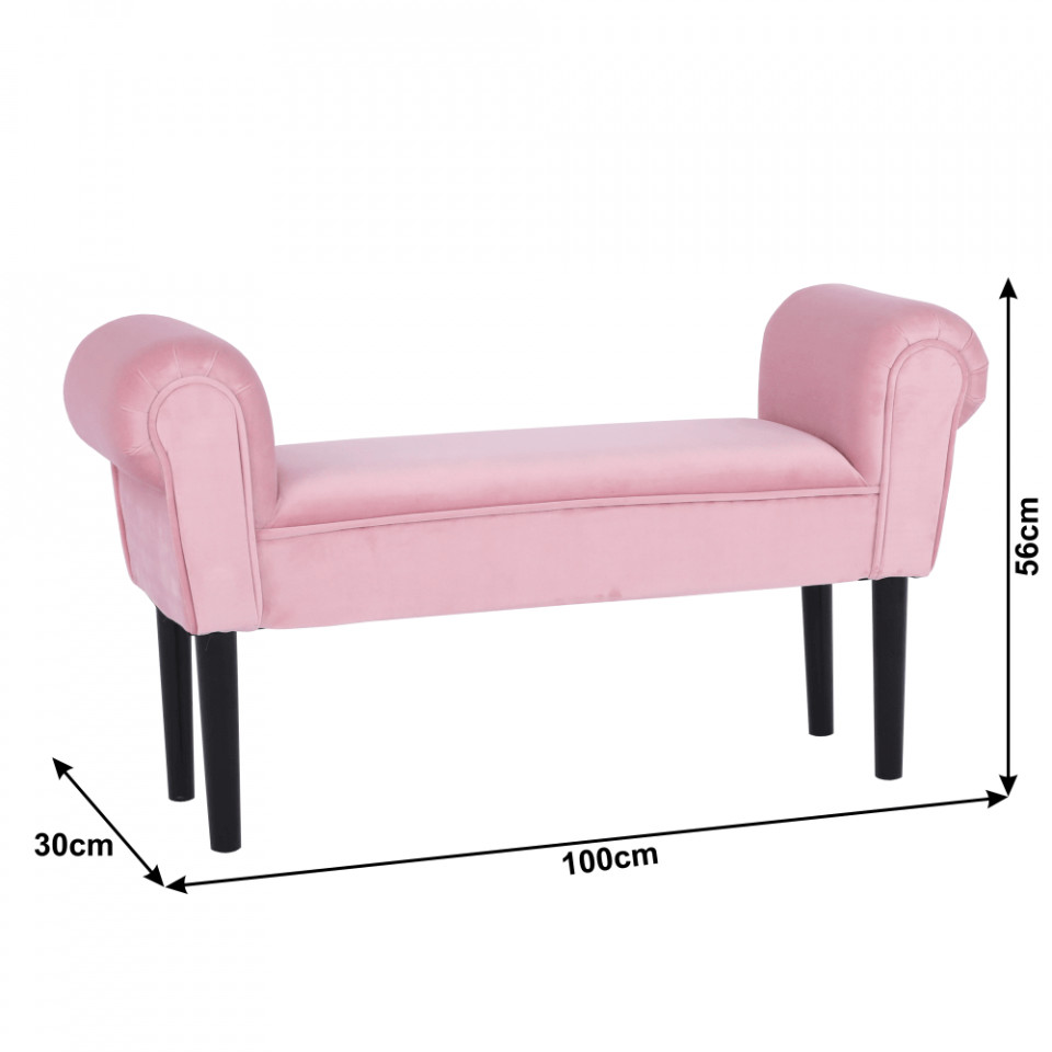 BAN602 - Bancuta 100 cm, bancheta, banca living, dormitor, hol - Roz