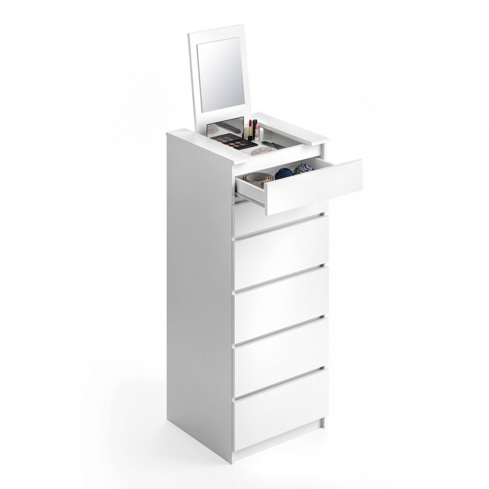 COA212 - Comoda, dulap cu sertare Make Up cu oglinda pliabila, machiaj ...