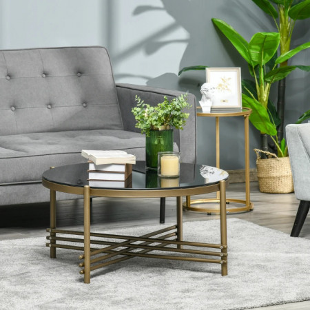 MAAU3 - Masuta de cafea rotunda 85 cm, mesa pentru living - Auriu