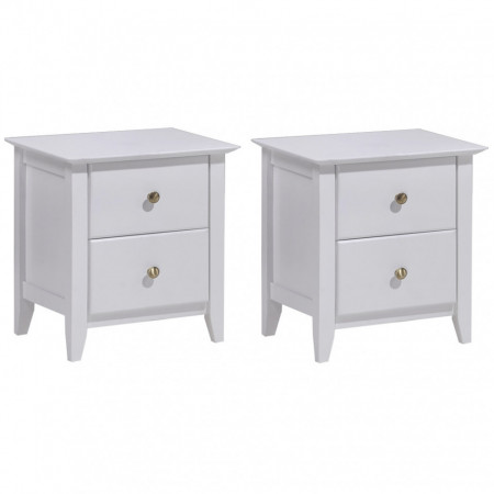NOA603 - Set 2 Noptiere albe cu 2 sertare pentru dormitor