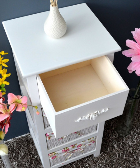 RAA1 - Rafturi albe - sertar si 3 cosuri model trandafiri