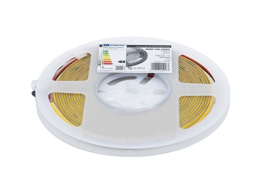 Banda LED Mono COB 5mm 24V, 6W | 2700K, lumina - alb foarte cald 5m Siro