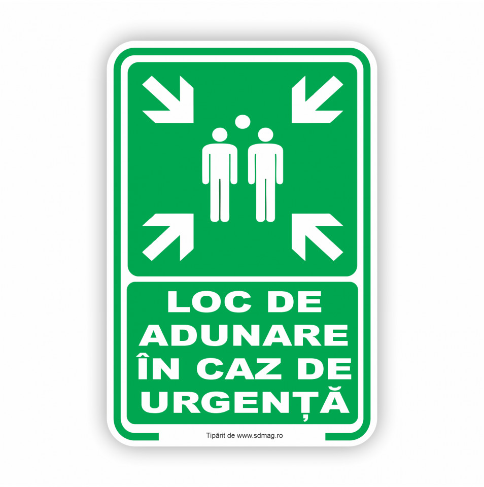 V261 Semn indicator, (LOC DE ADUNARE ÎN CAZ DE URGENȚĂ) Tabla aluminiu ...