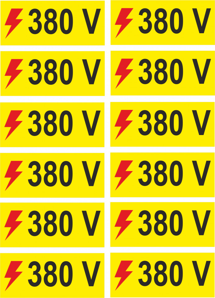 X278 Semn indicator, (Tensiune 380V), 12 buc pe set, Autocolant sau PVC