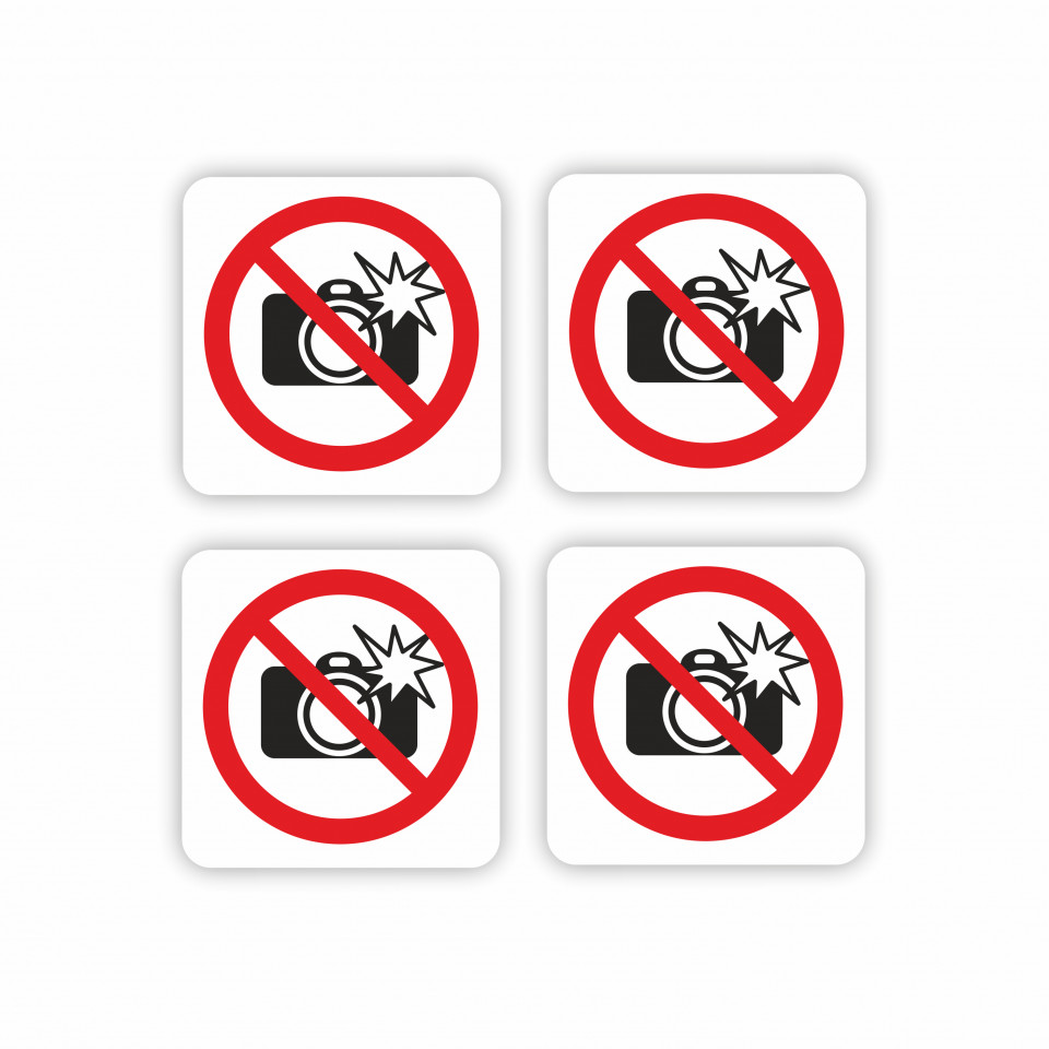 X314 Set 4 Stickere Autocolante 7x7 cm FOTOGRAFIATUL INTERZIS