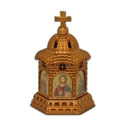 Troita cupru cu iconite si mir