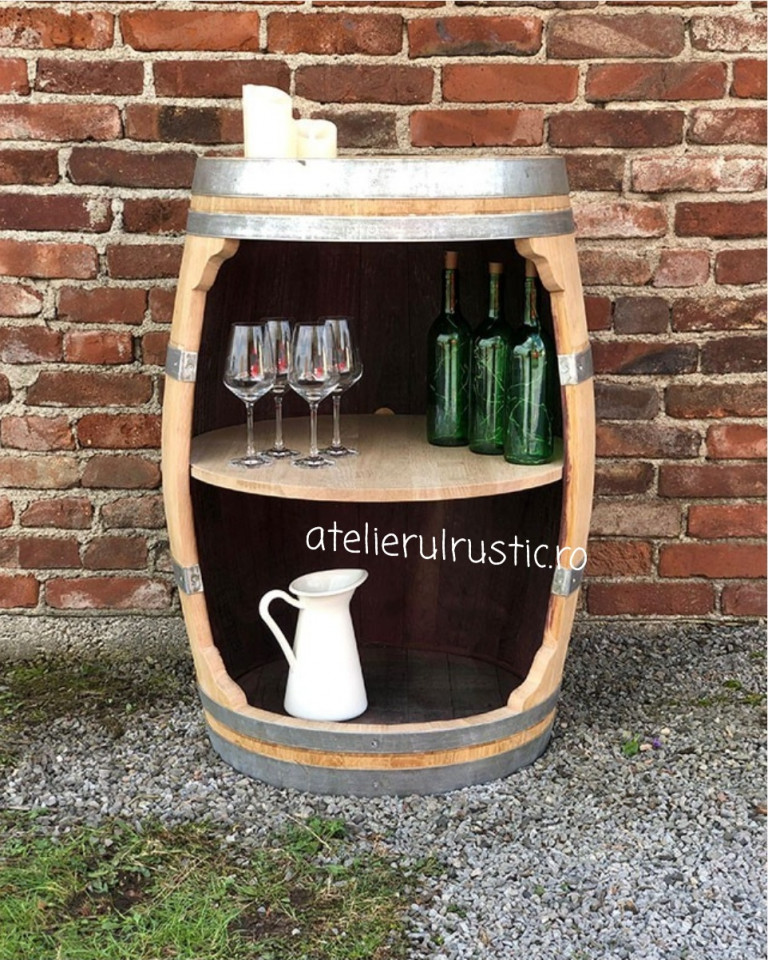Bar din butoi deschidere mare, cu raft