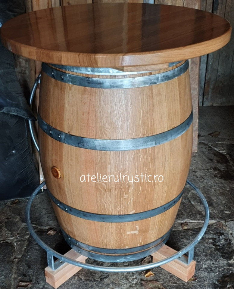 Masa butoi lemn cu suport picioare
