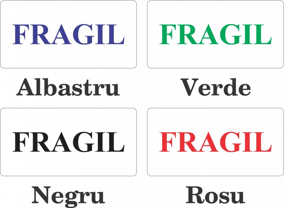 Etichete personalizate cu FRAGIL, 100 buc, PVC, rezistente la apa