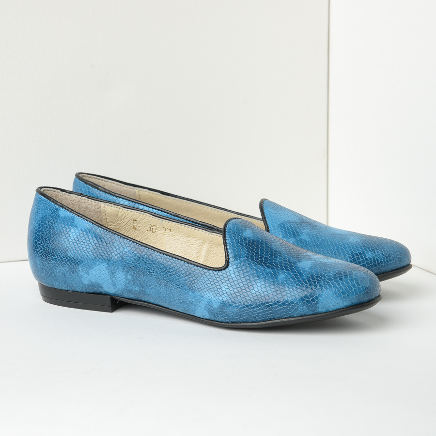 Kožne ženske ravne cipele B30/23 plave