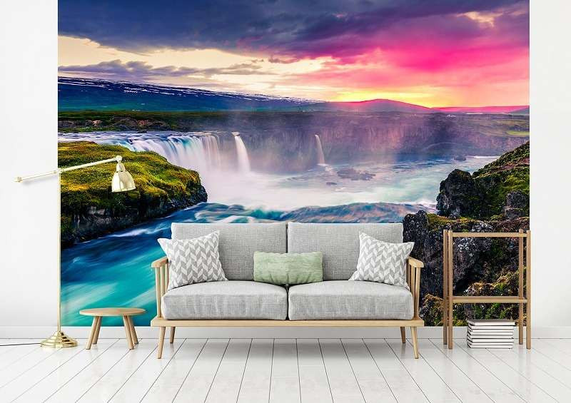 Bright color waterfalls wall mural - 13024
