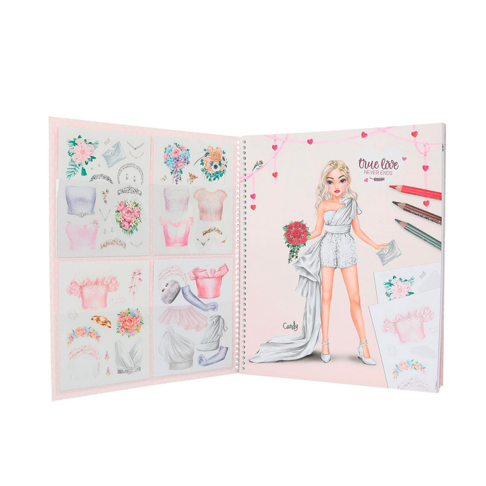 TopModel Carte de Colorat cu Abțibilduri Nuntă și Mirese 12393