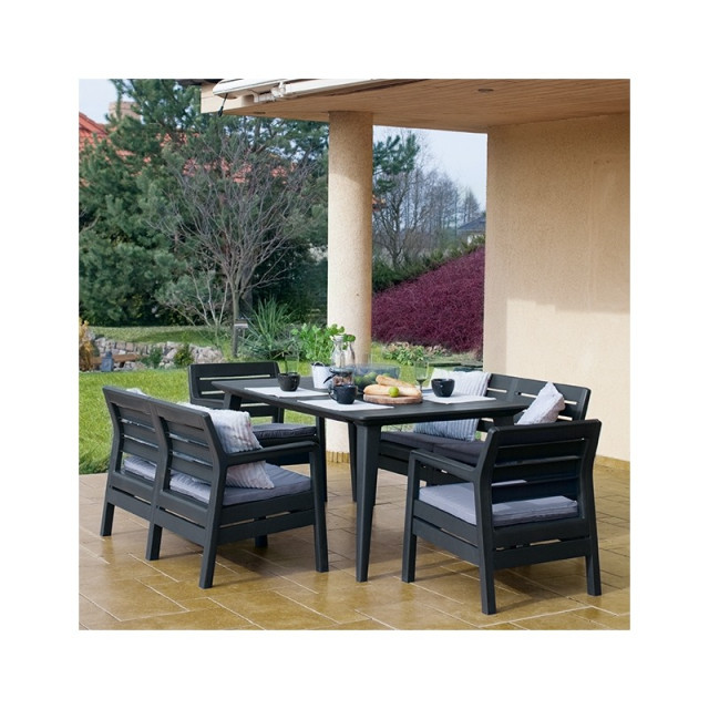 Set mobiler gradina graphite Keter Delano cu masa Lima