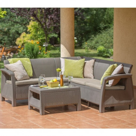 Set mobilier gradina cappuccino-sand Keter Corfu Relax