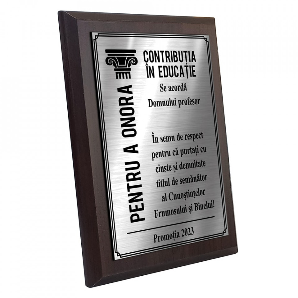 Placheta Diploma Argintie Profesor