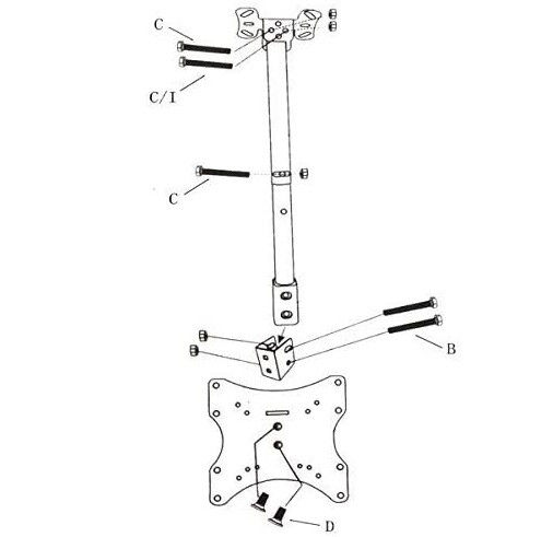Suport brat telescopic Ecran TV Tavan/Perete, Monitor 14-42", Stativ ...