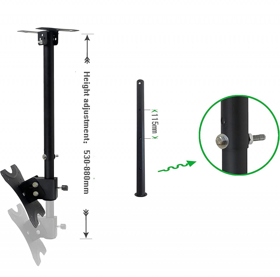 Suport brat telescopic Ecran TV Tavan/Perete, Monitor 14-42", Stativ ...