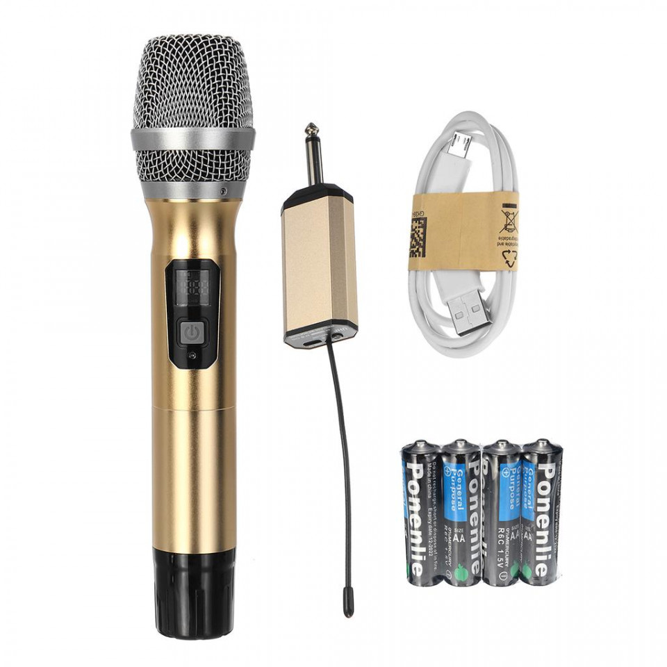 Microfon UHF Wirelesss cu Display WG-100, Receiver jack 6.3mm