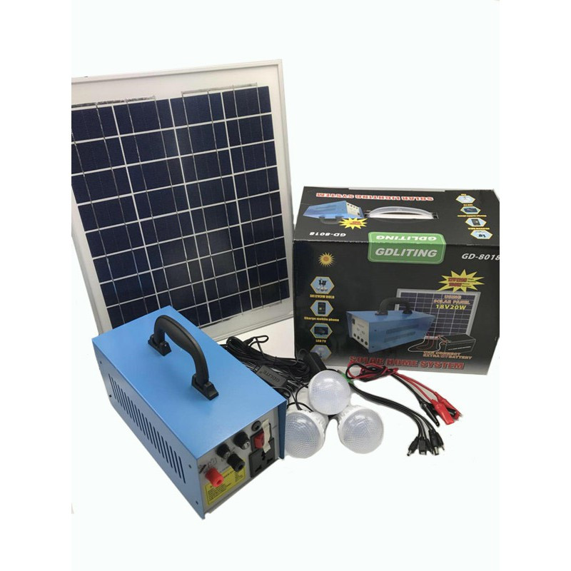 Kit Acumulator solar 12V 12A GD-8018 Baterie cu priza 220V + Panou 18V ...