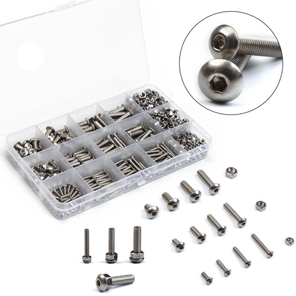Set 515 piese, suruburi otel inox cu cap bombat inbus (M3/M4/M5) si ...