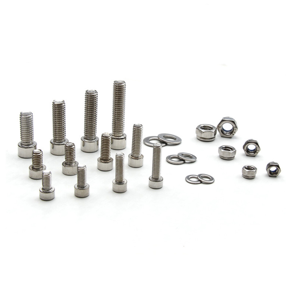 Suruburi inox cu cap inbus, M5/M6/M8, cu saibe si piulite autoblocante ...