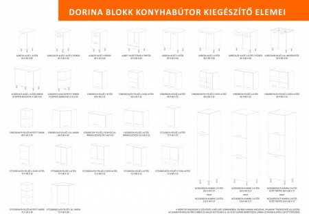 Dorina konyhablokk MDF fronttal, Magasfényű piros fekete, 200cm