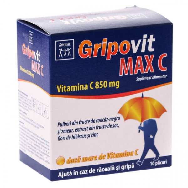 Gripovit Max Vitamina C 850mg - 10 dz, Pret: 21.4