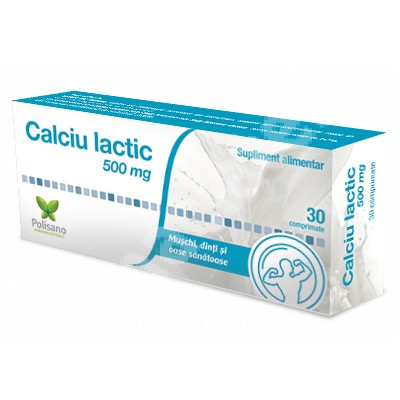 Calciu Lactic 500 mg - 30 cpr, Pret: 4,41 RON