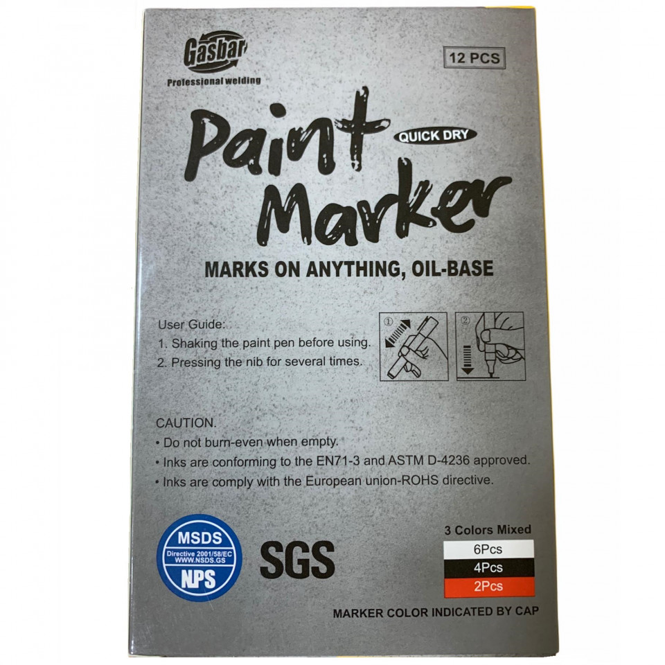 Markeri permanentni - tri boje 12kom. GASBAR