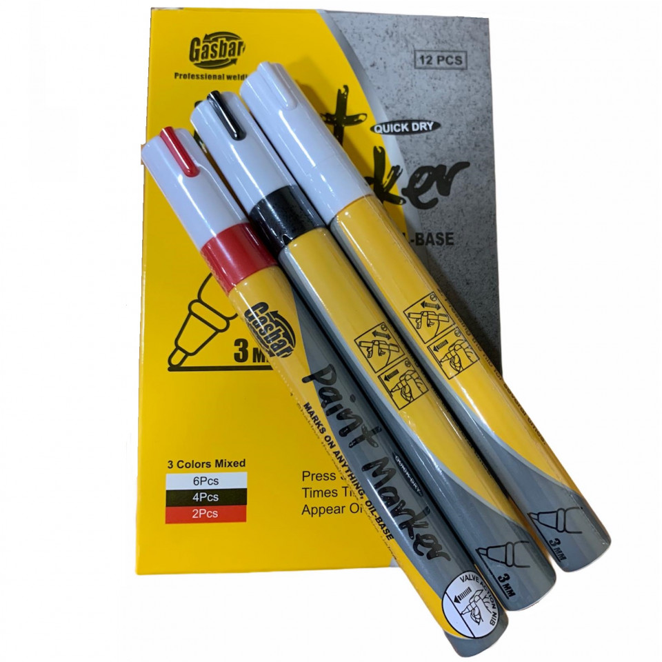 Markeri permanentni - tri boje 12kom. GASBAR