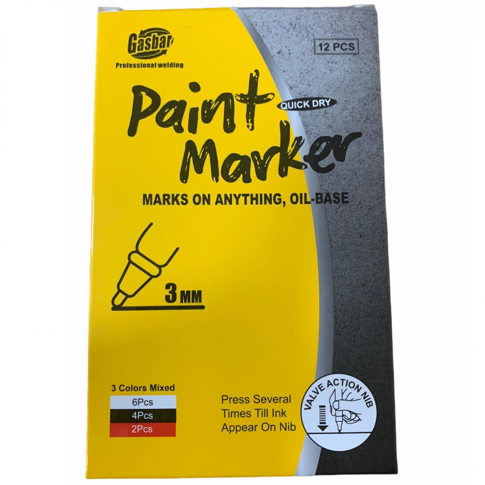 Markeri permanentni - tri boje 12kom. GASBAR