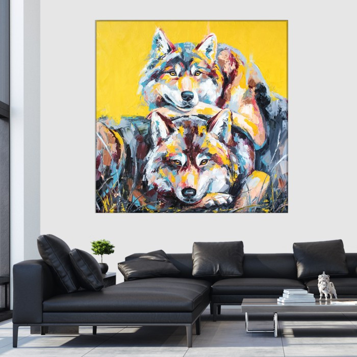 Tablou Canvas Cuplu de Lupi FAB116