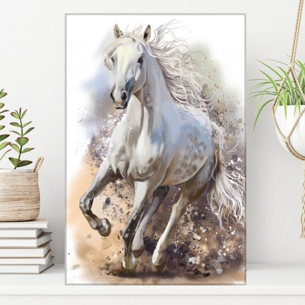 Tablou Canvas Cal Alb Artistic HS174